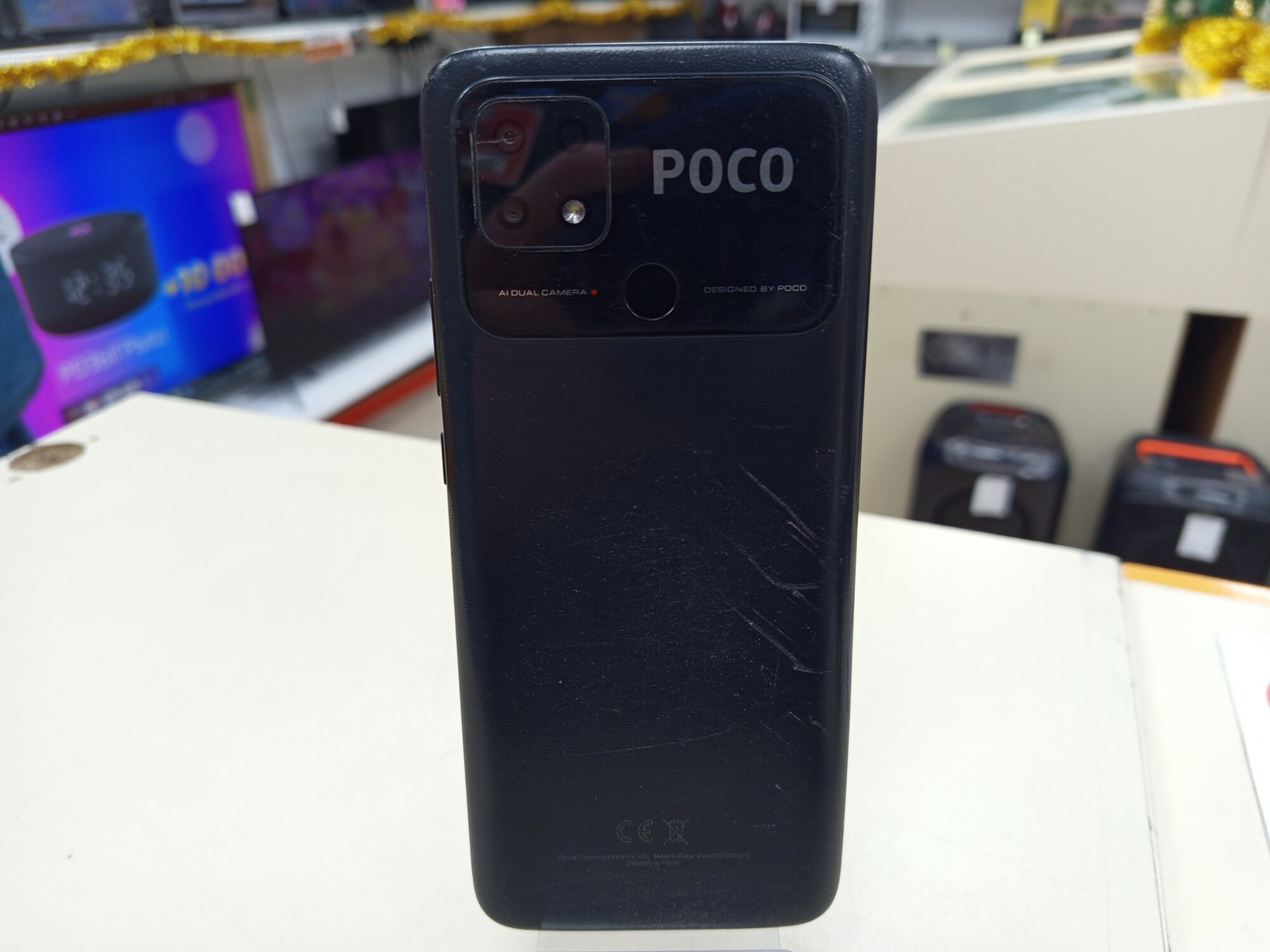 Смартфон Xiaomi POCO C40 3/32 ГБ РСТ, 2 SIM, заряженный черный, Б/У, Уценка