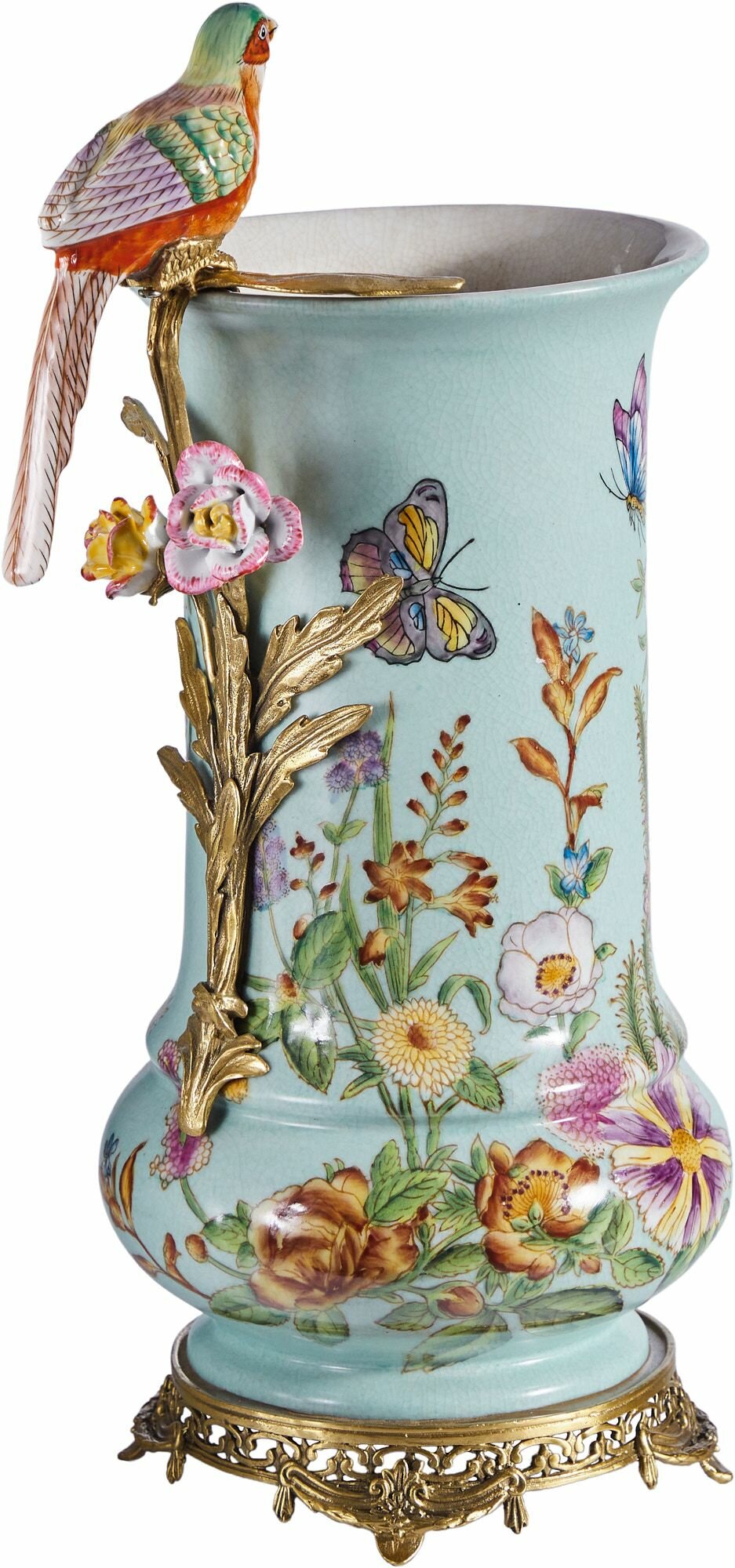 31G2718/A1015EHC/HLD1584 Ваза с птицей 22х17х41см, фарфор, Glasar