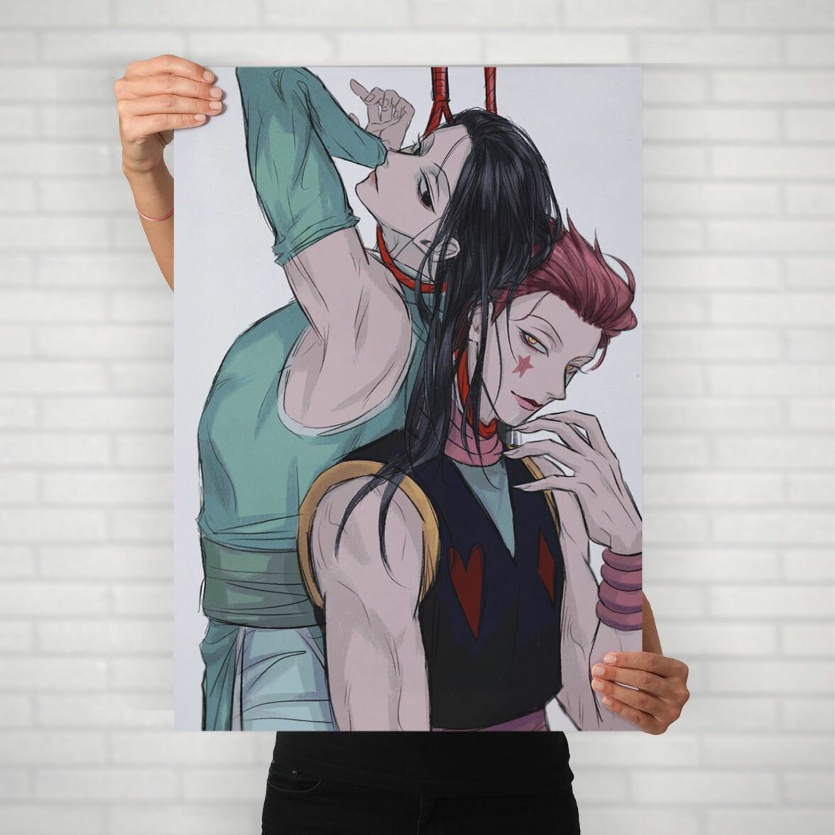 Плакат на стену для интерьера Hunter x Hunter (Хисока и Иллуми 1) - Постер по аниме формата A1 (60х84 см)