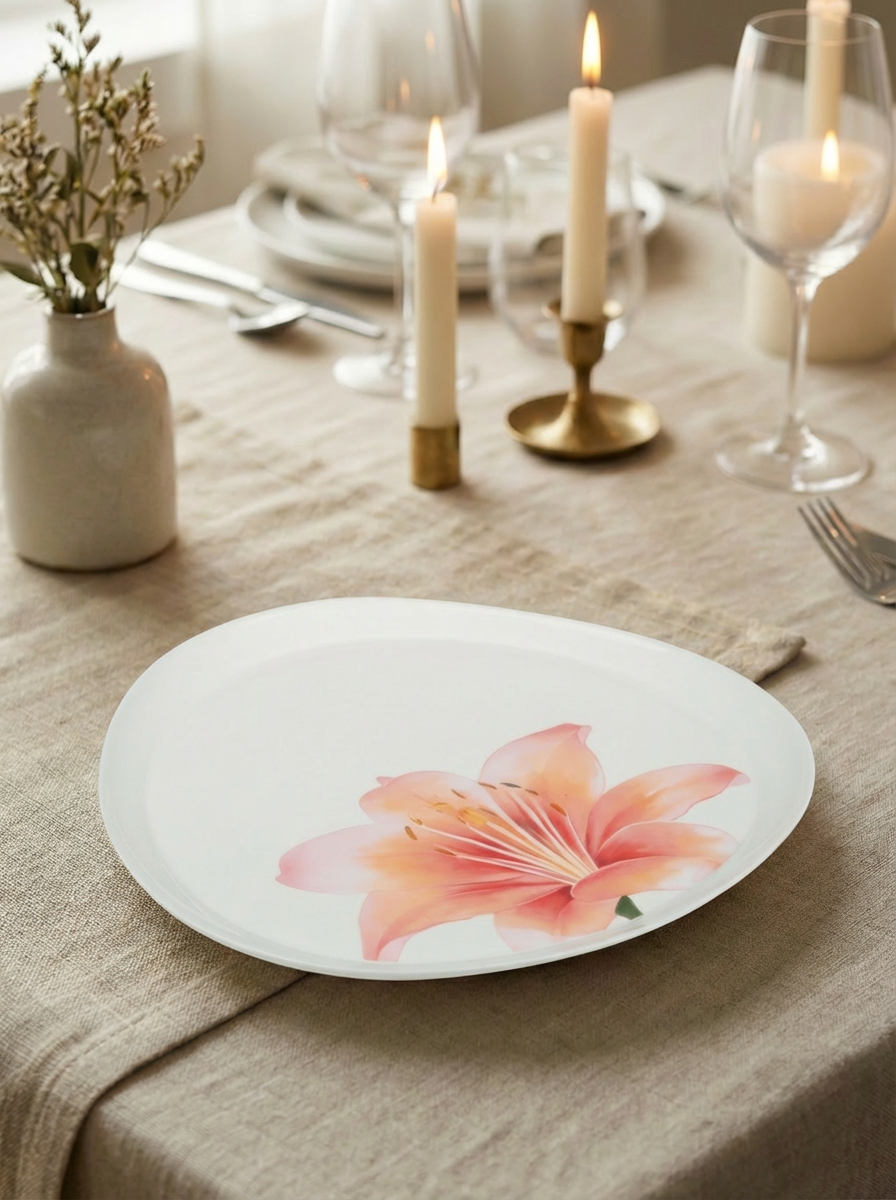 Набор тарелок подстановочных "Лилия", 24 см, 6 шт, опаловое стекло