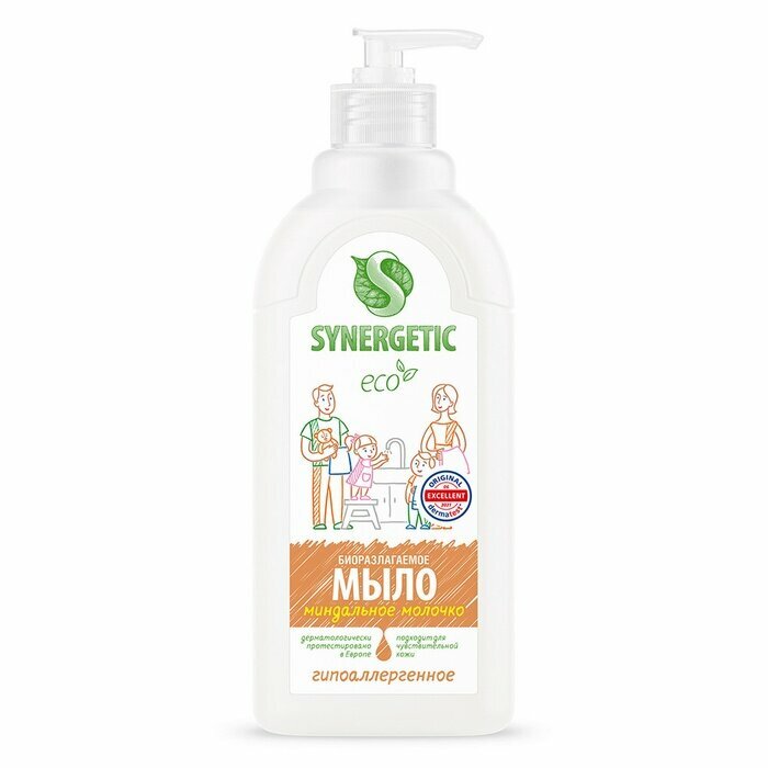 Жидкое мыло Synergetic «Миндальное молочко», 500 мл