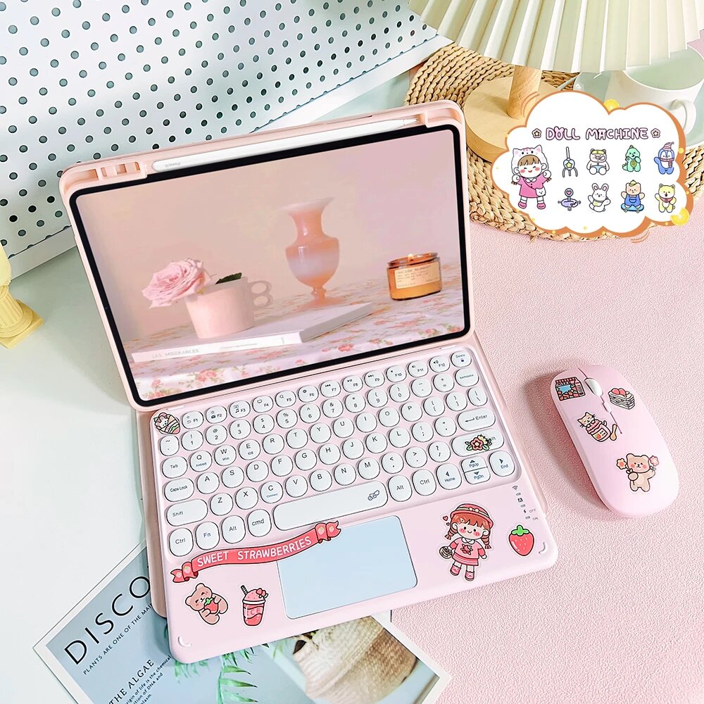 Сенсорная клавиатура SZEGYCHX с мышью и чехлом для Xiaomi Pad 6 Pro Pad 6 11-in, Pink C