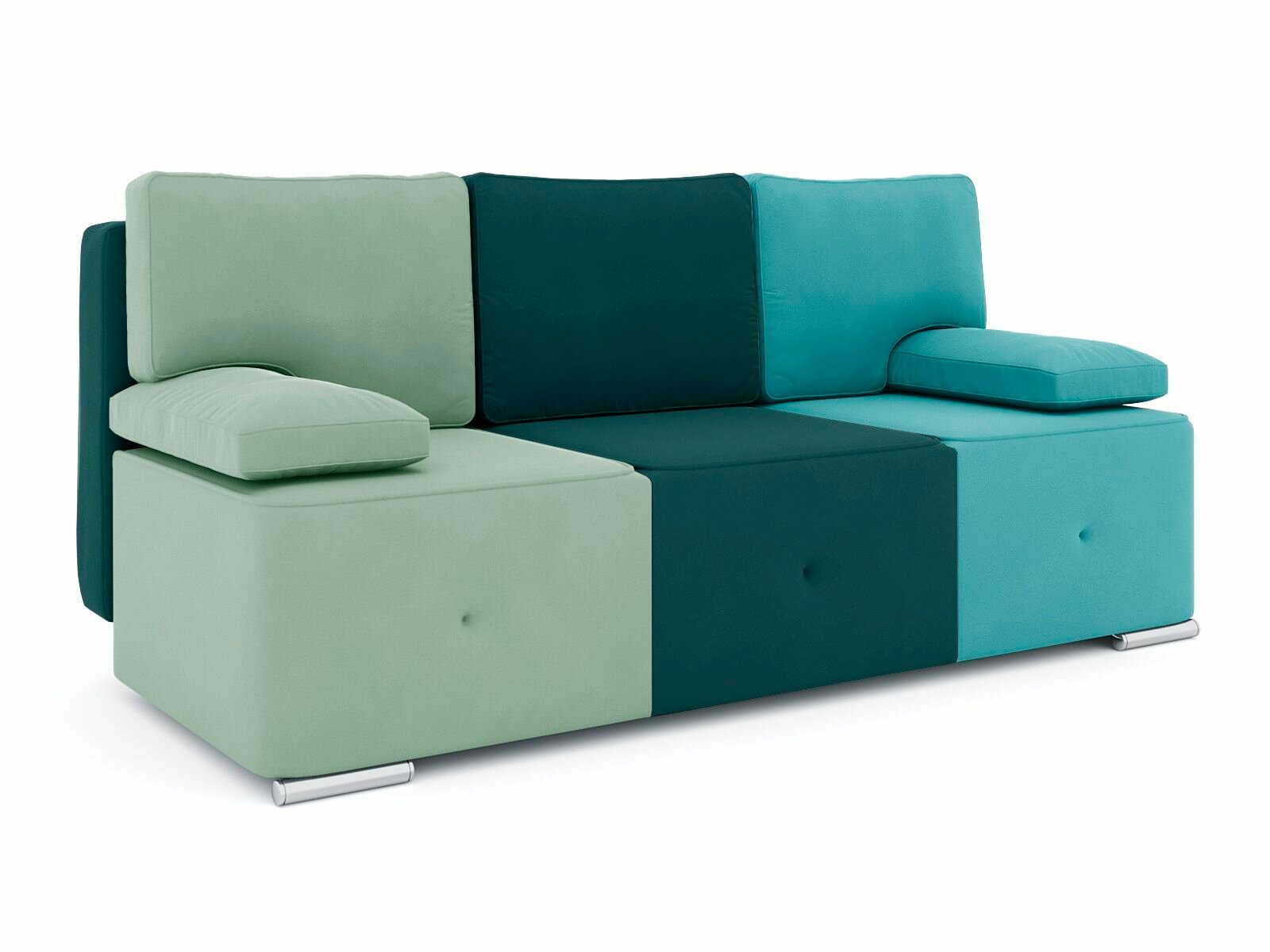 Диван - кровать Хавьер, еврокнижка-трансформер, 195*98*98, велюр Зара Минт 14/ Изумруд/Азур