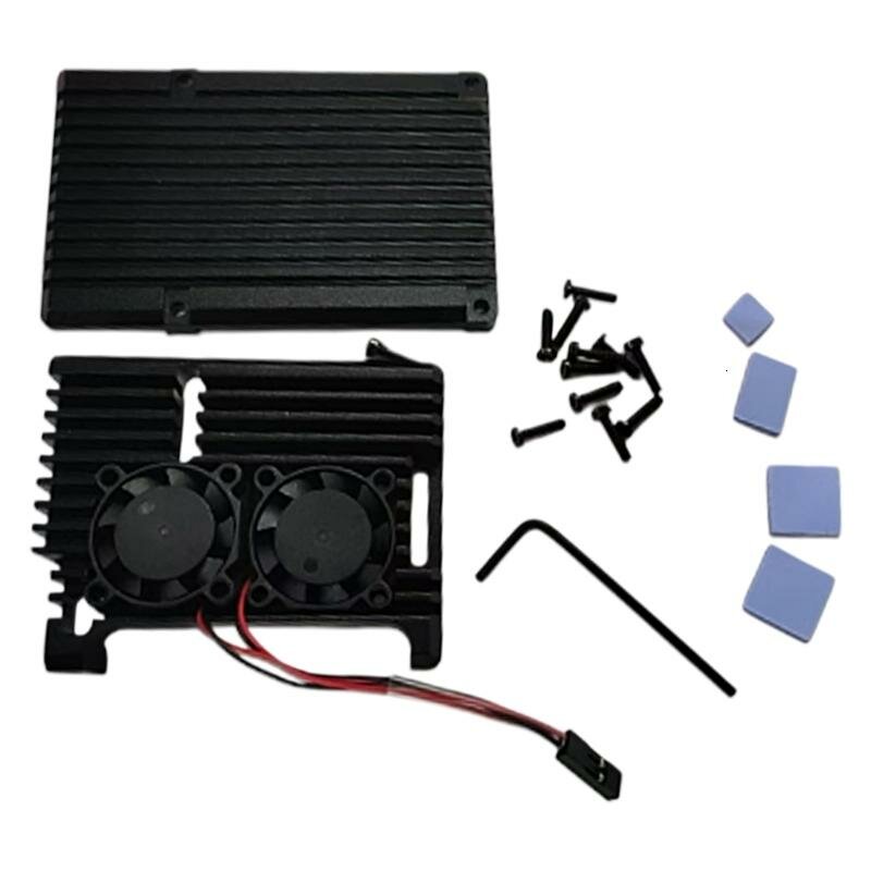 Корпус с двойным вентилятором для Raspberry Pi 4B, С двумя вентиляторами