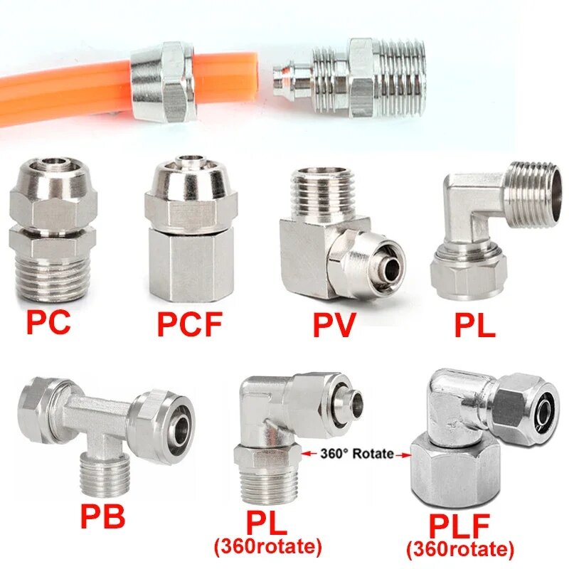 Медные пневматические фитинги 1/8 3/8 1/2" 1/4" BSP PC, OD8mm-3I8