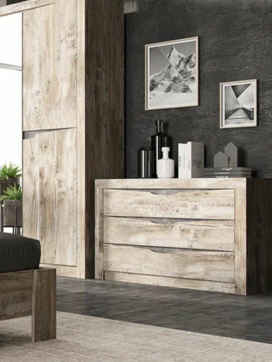 Комод Ривьера 1075х750х474, Дуб Юкон/Бетон темный, с выдвижными ящиками, МИФ
