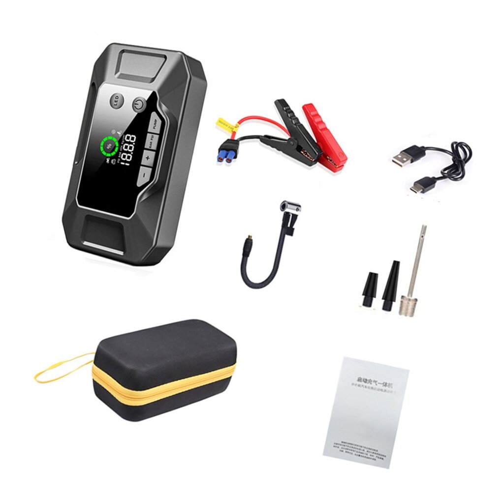 Портативный автомобильный стартер и компрессор 8000mAh 600A