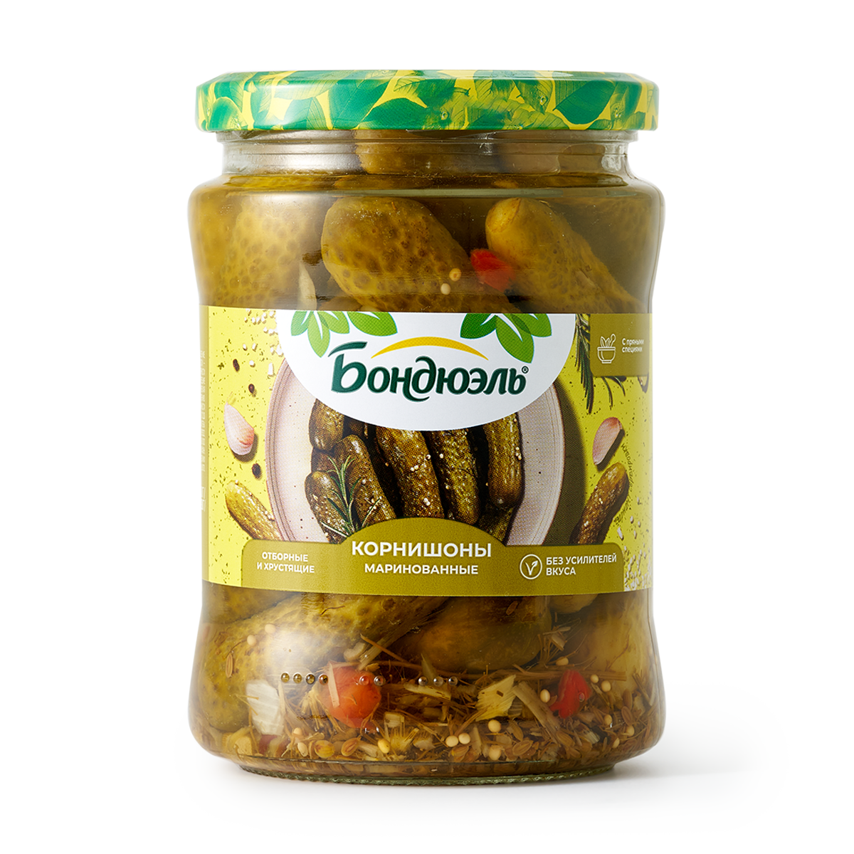 Огурцы корнишоны Bonduelle "Expert", маринованные, в стеклянной банке, 580 мл