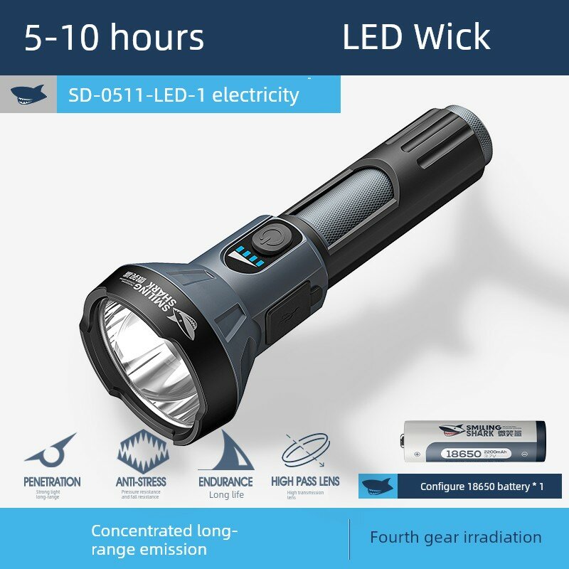 Маленький светодиодный фонарик Smiling Shark с ярким светом для домашнего использования, удобный многофункциональный