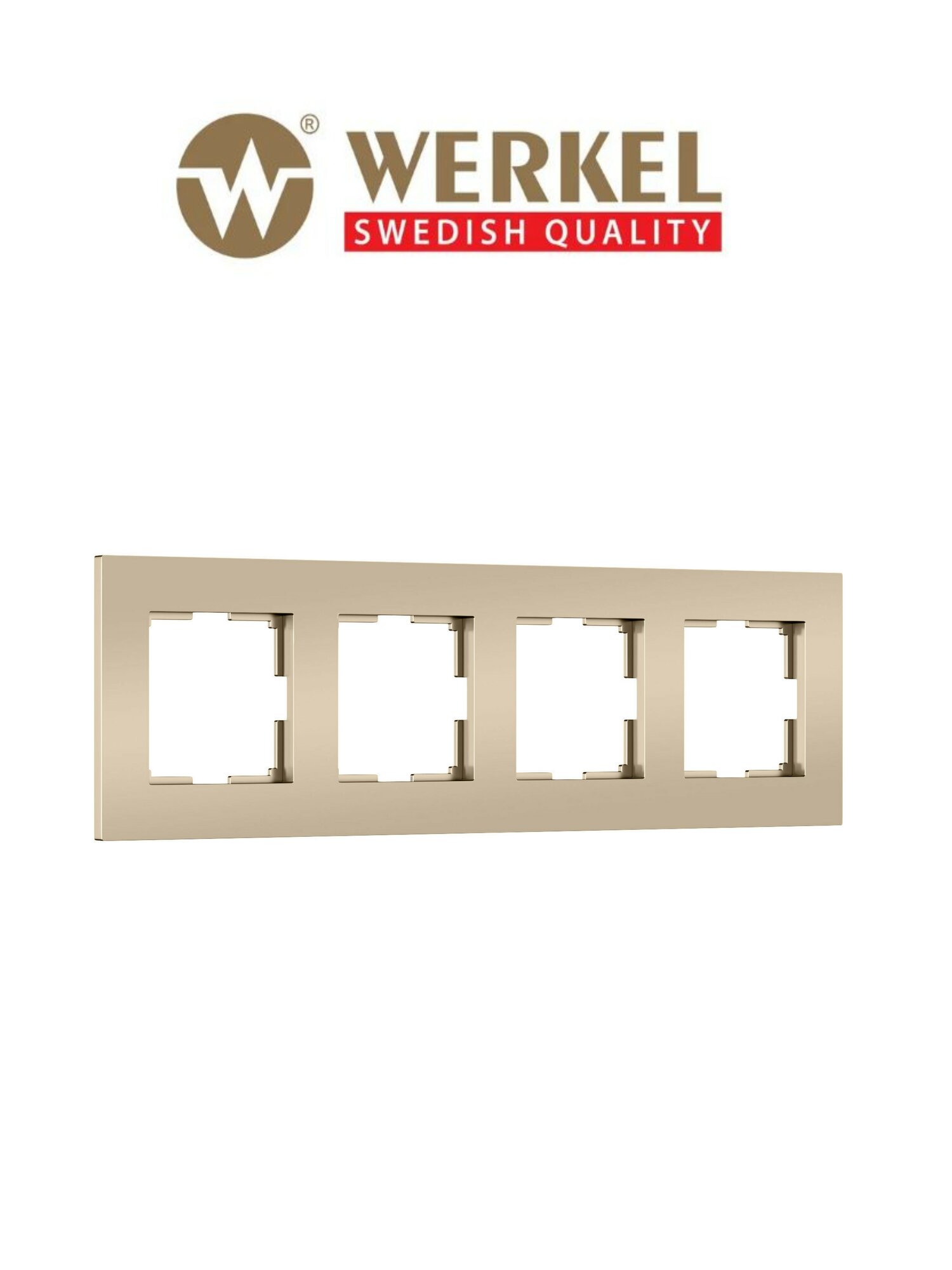 Рамка на 4 поста WERKEL Slab W0042911, поликрбонат, цвет шампань софт