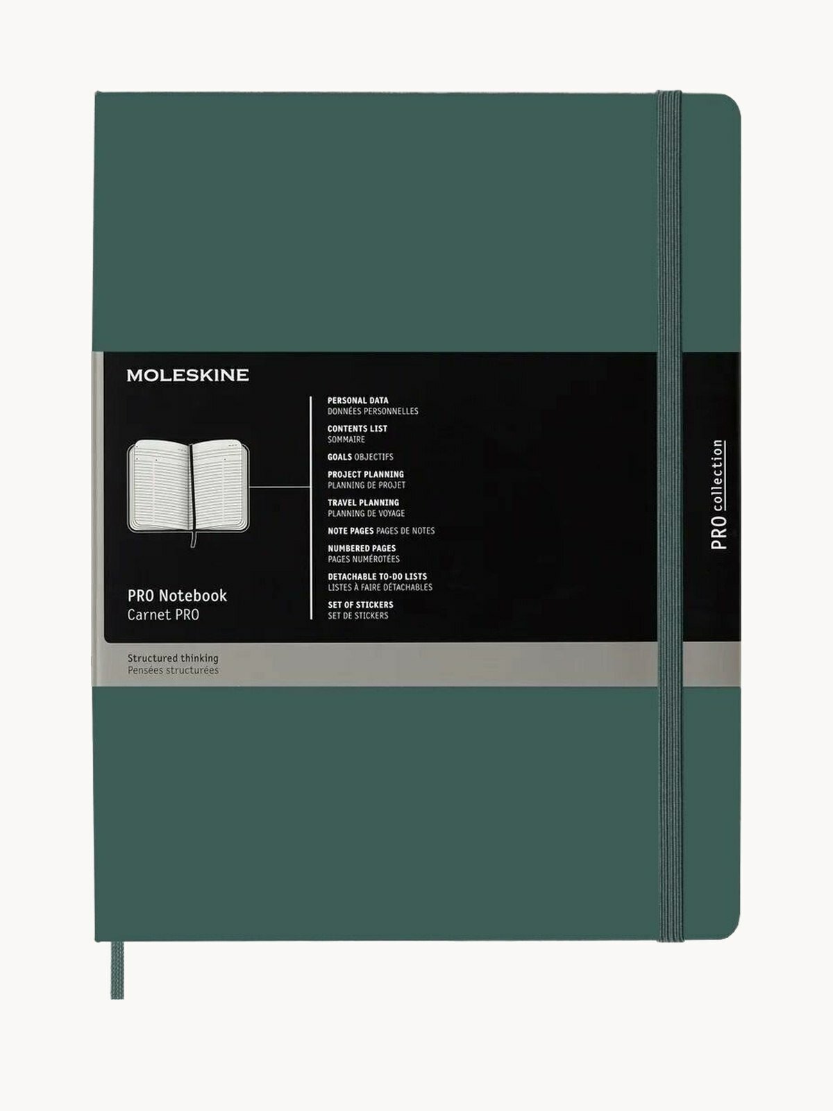 Блокнот Moleskine Pro PROPFNTB4HK19 XL 190x260мм, линейка, твердая обложка, зеленый