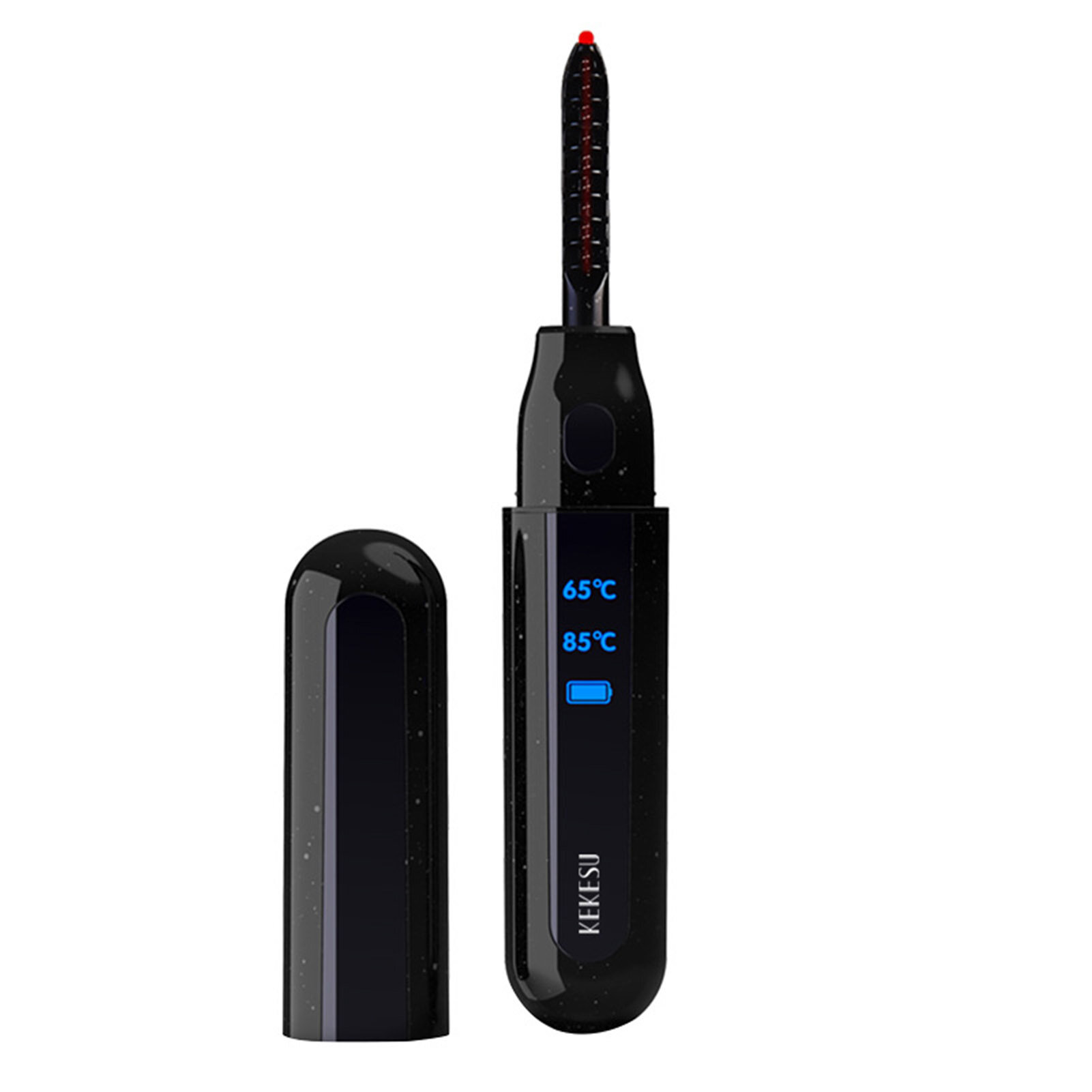 KEKESU USB Charge Digital Display Electric Eyelash Curler K-CU1908, Black Cyan White, 10s Quick Warms Up, Low High 2 Gears Tempreture 65℃ 85℃, Built-In Lithium Cell 3.7V 450mAh, Portable Pen-Type, One-Key Switch, Real- Digital Display Energy