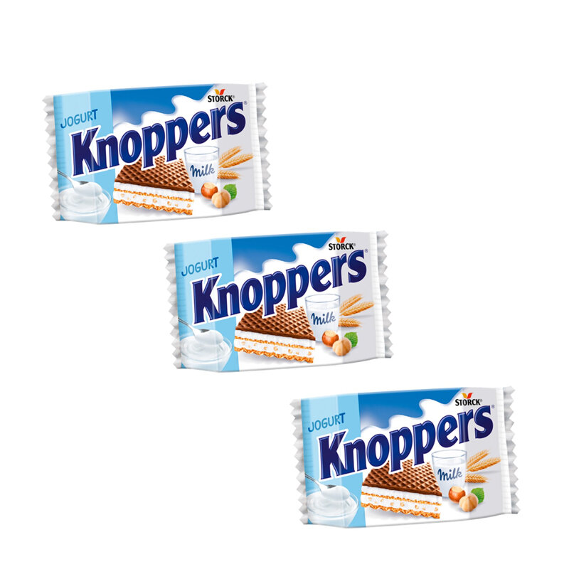 Вафельное печенье Storck Knoppers Yoghurt со вкусом йогурта, Европа, 3 шт. по 25 грамм