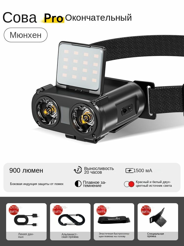 Зажимной фонарь WARSUN pro, 950 люмен, Type - C, заряжаемый 450 мАч, 38 г