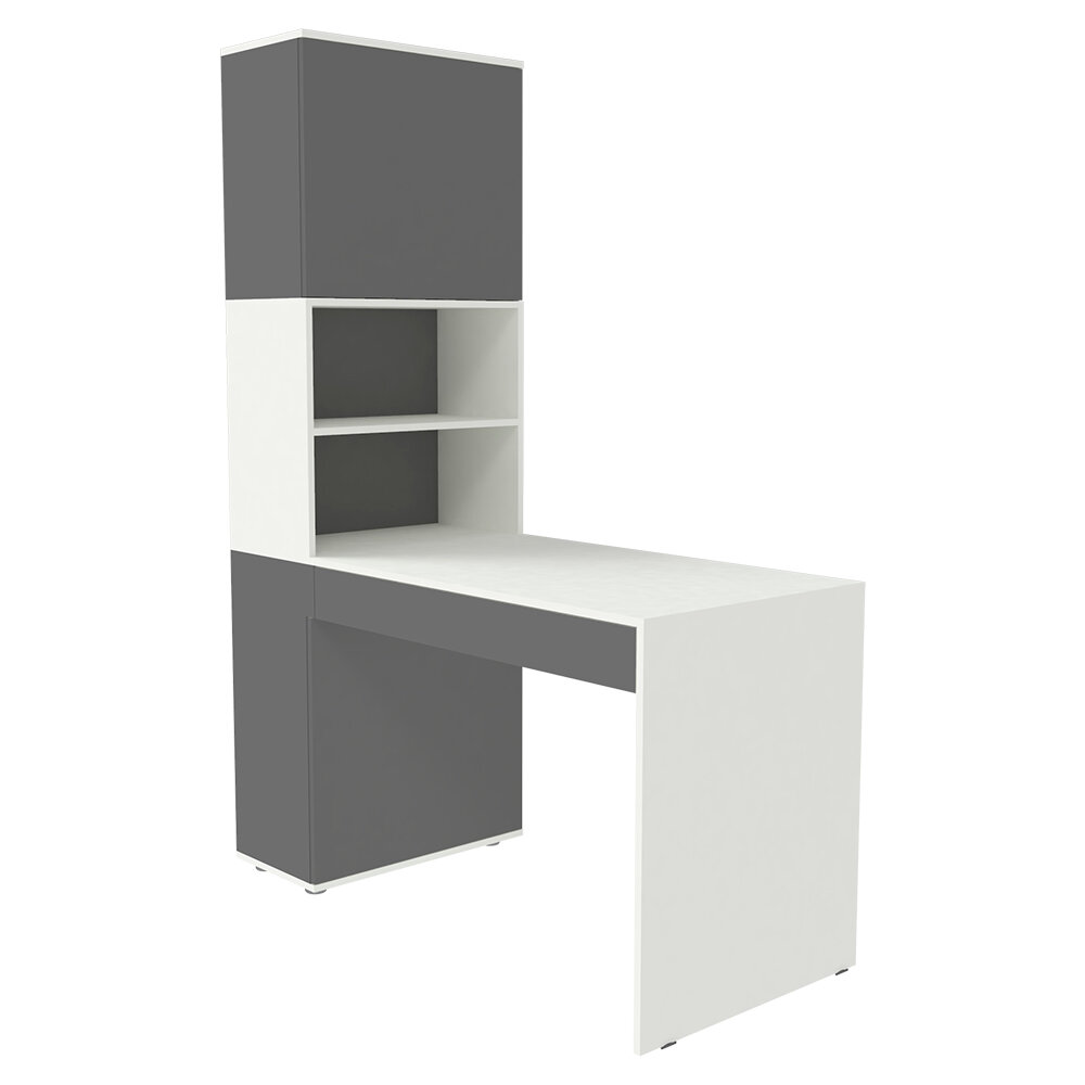 Стол письменный со стеллажом 1330 Белый Темно-серый