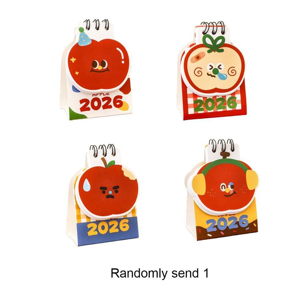 Случайная 1 штука Настольный календарь 2026 в виде яблока, стильный аксессуар для планирования и учебы, милый подарок студенту