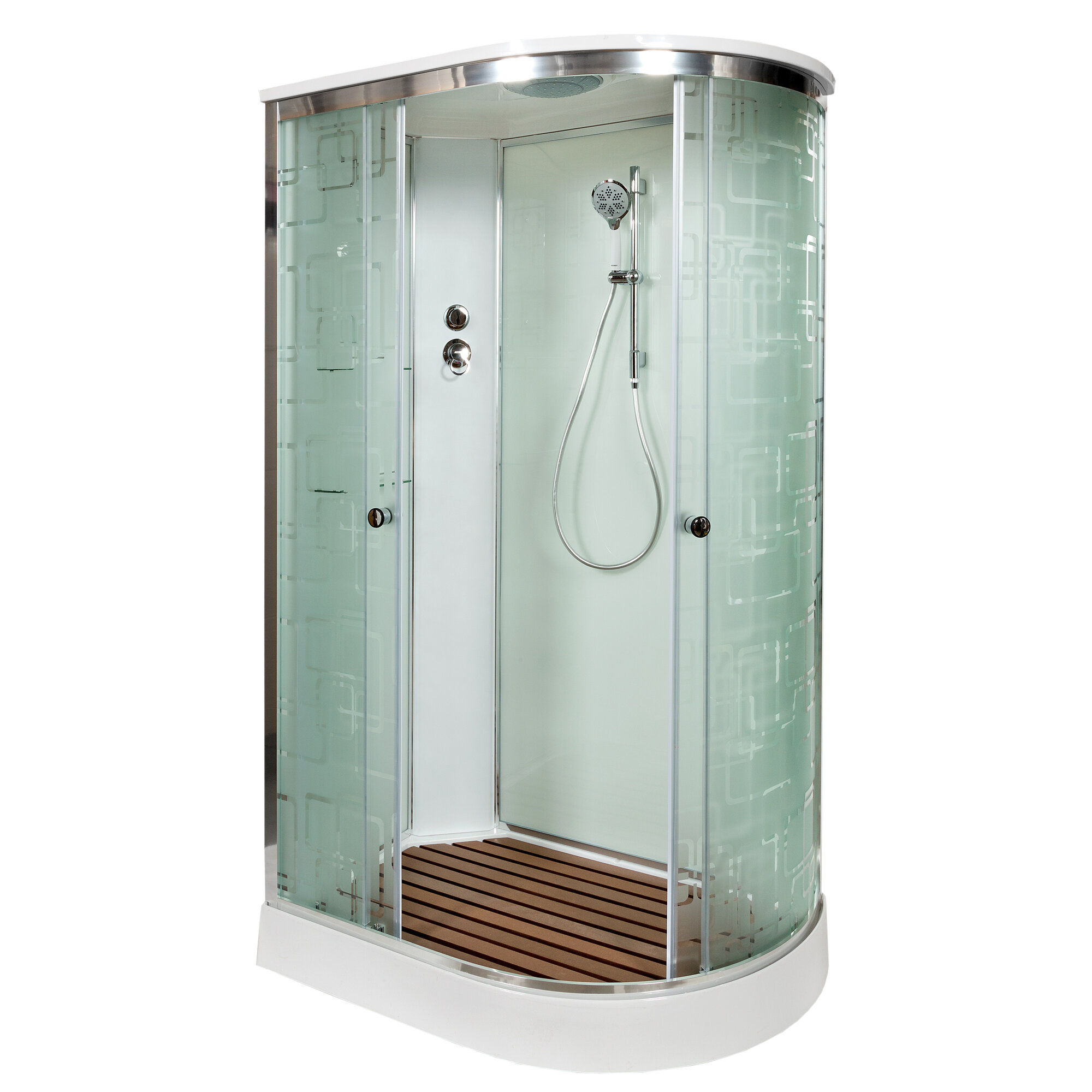 Душевая кабина DTO с крышей, низким поддоном, матовое стекло с узором, 120х80х220 см, серия EM