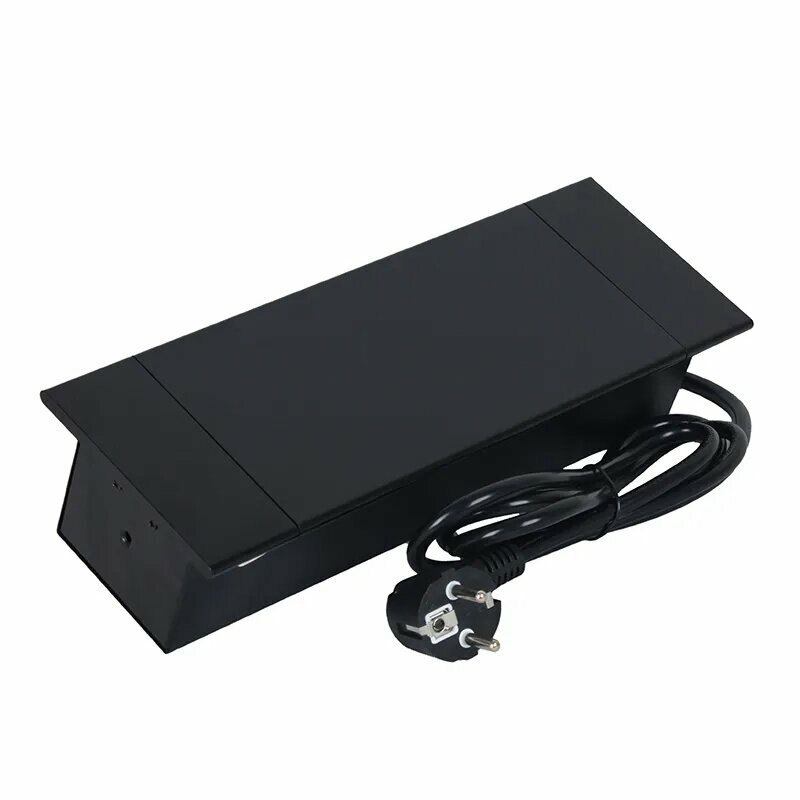 Розетка встраиваемая в столешницу, врезной блок розеток на 3 места EURO, 1USB, 1 Type-c (быстрая зарядка)--черное