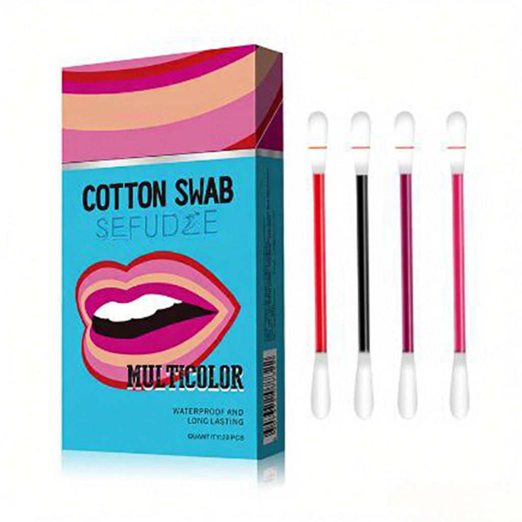 20PCS Палочки для губ Cotton Swabs с помадой Oil, для макияжа губ, водонепроницаемые, долговечные, увлажняющие, одноразовые, цвет: 01# (Розовый), 02# (Нюд), 03# (Красный), 04# (Розово-красный), 05# (Смешанный) (Выбор)