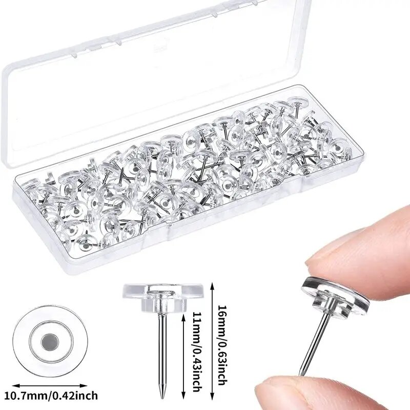 Прозрачные канцелярские кнопки 50 шт