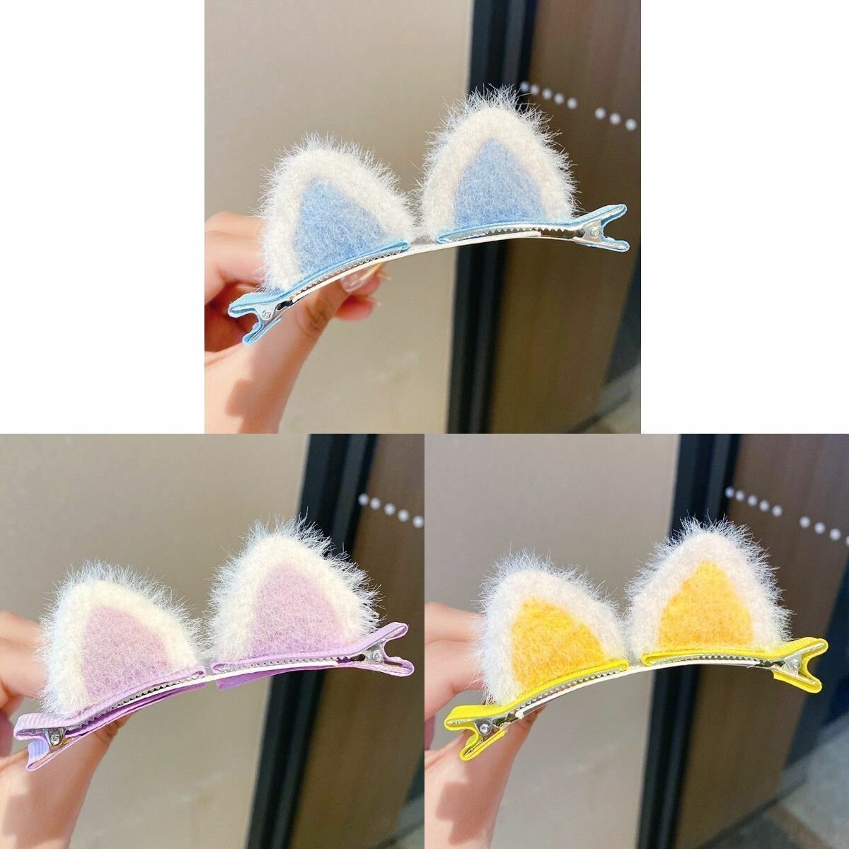 Милые заколки для волос с кошачьими ушками для девочек, осень-зима, милые плюшевые заколки для челки, аксессуары для волос для детей, головные уборы для девочек