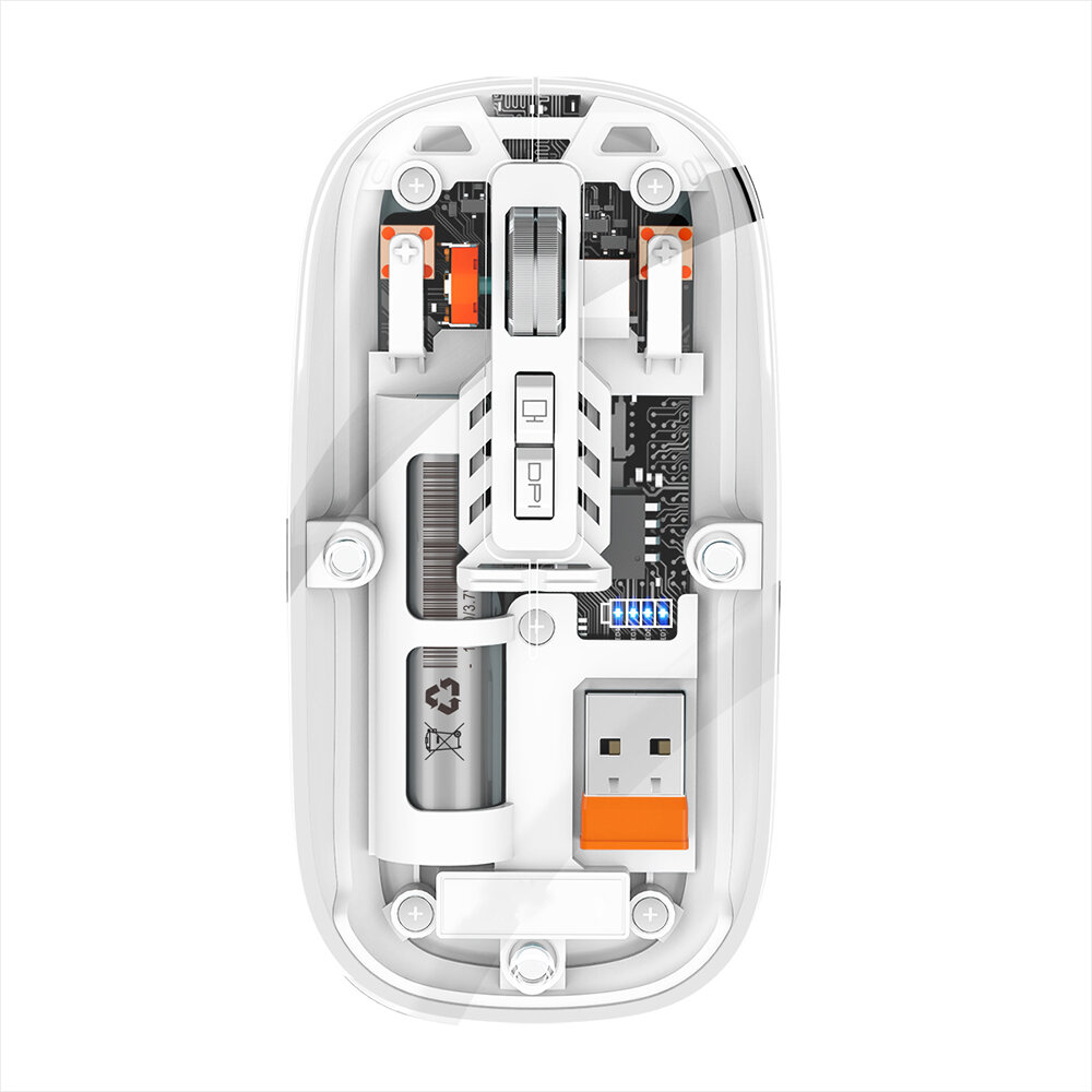 Мышь для компьютера Transparent Rechargeable Wireless PixArt 3065 IC Design 1600DPI Adjustable Silent Switch Type-C One-Key Desktop Office Gaming Single/3 Model BT