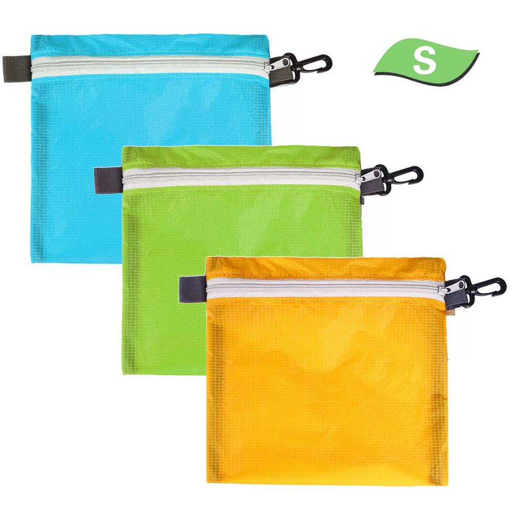 3 ПКЧ Водонепроницаемый Органайзер для Кампинга, Мешок для Хранения с Зippers, Многоразовый, Для Дома, Кампинга, Путешествий, Обувь, Материал: Нейлон, Размеры: S / L (Выбор), С Петлей для Прикрепления к Рюкзаку