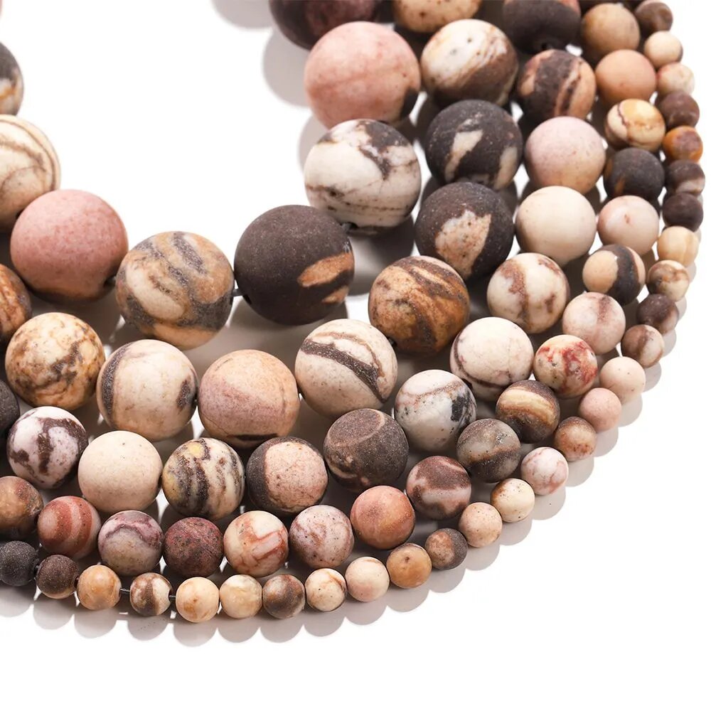 Натуральных камней яшма зебра "матовый" 8мм бусины на нитке (около 48шт)