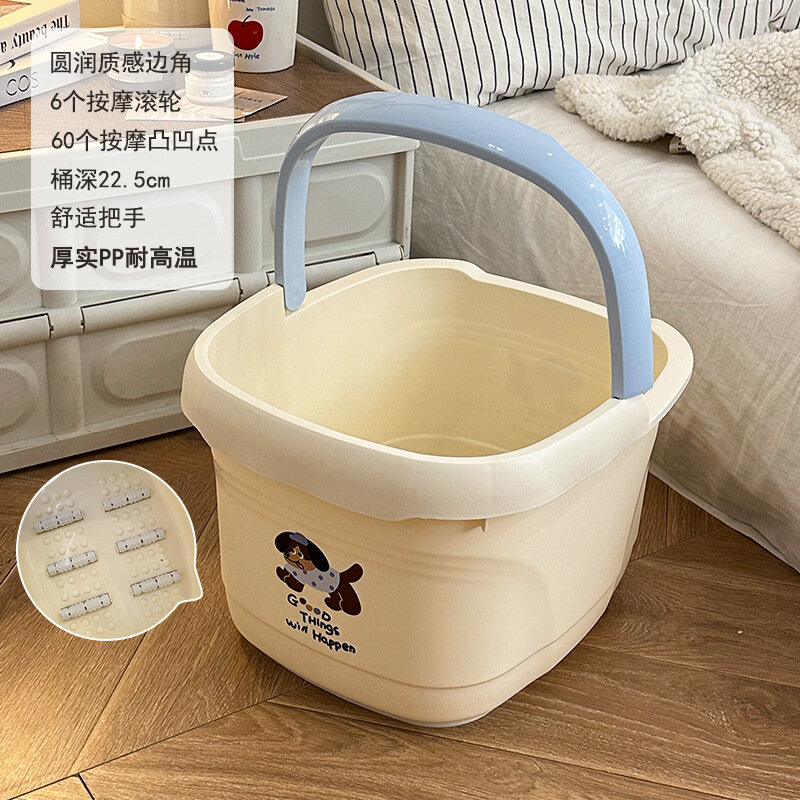 Симпатичная ванночка для ног для домашнего использования, подходит для детей и общежитий, с функцией массажа для здоровья, высокая ванночка для ног (до колен) и изолированная раковина для мытья ног.