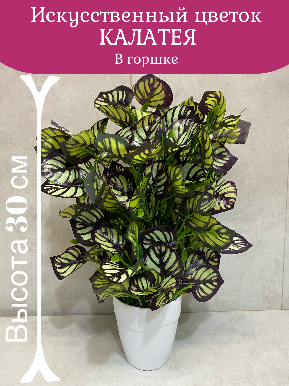 Калатея в горшке искусственная от "Лотос"