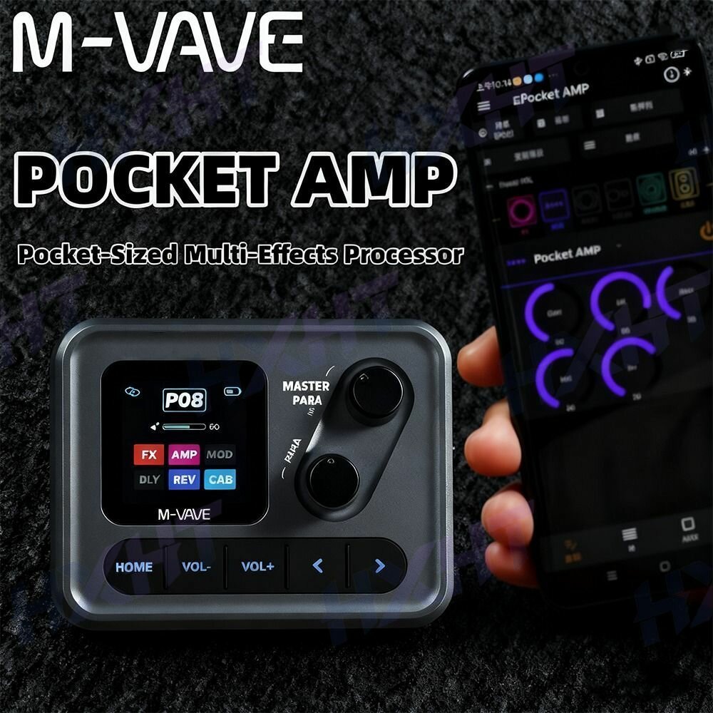 M-VAVE Pocket AMP Мини-педаль Эффектов Для Гитары С Шумоподавлением, Драм-машиной/USB-аудиоинтерфейсом, Подходит Для Записи Гитары/баса