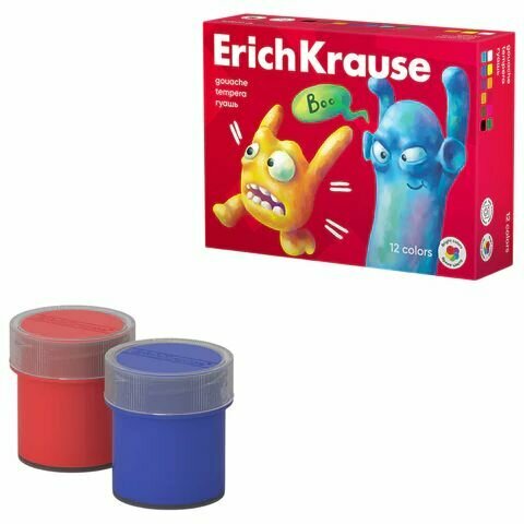 2 шт. Гуашь ERICH KRAUSE "Jolly friends" 12 цветов по 20 мл, картонная упаковка, 61415