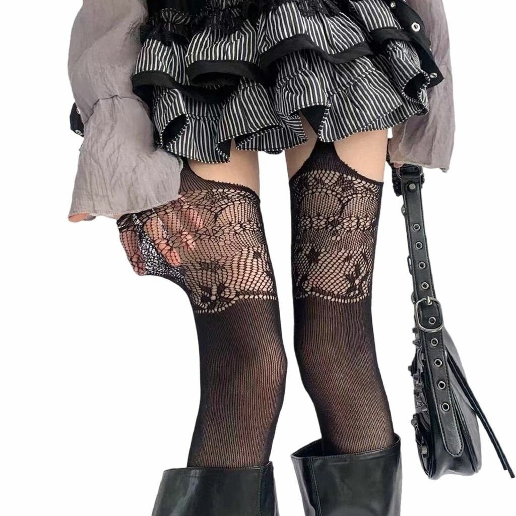 (1 пара) чулок с подвязками - черные