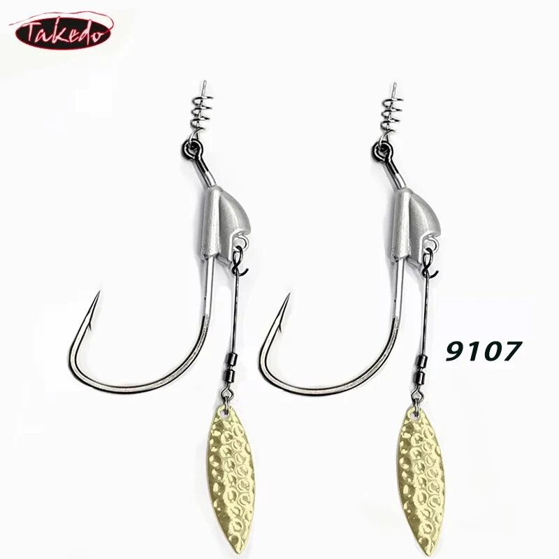TAKEDO рыболовные крючки 9107 с джиг-головкой 1/0, 3/0, 5/0 5-0, Golden