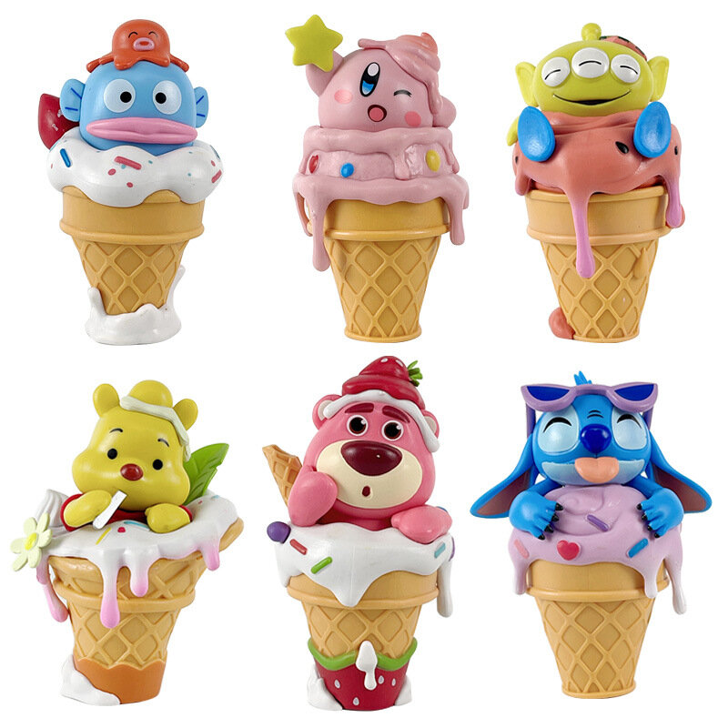 6 больших фигурок из серии мороженого Big Star: клубника, Винни-Пух, Стич, Кирби, Гудетама, коллекционные капсульные игрушки