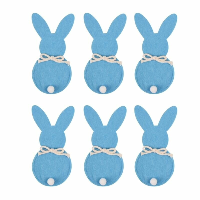 Чехол для столовых приборов с милым кроликом, 6 предметов, многоразовый, Голубое озеро