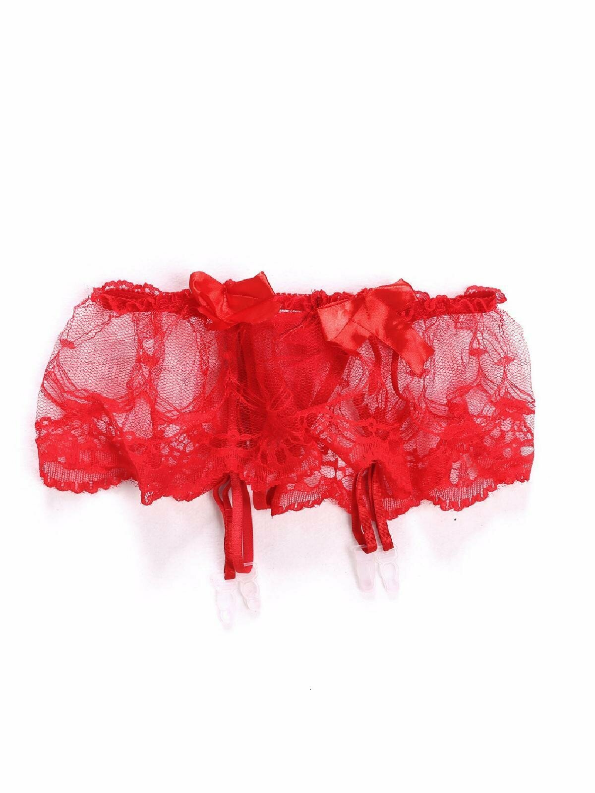 Женский кружевной комплект с подвязками и стрингами, 1