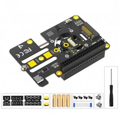 Raspberry Pi 5 PCIe на M.2 NVMe SSD Hat 3 в 1 с вентилятором 2230 2242 2280