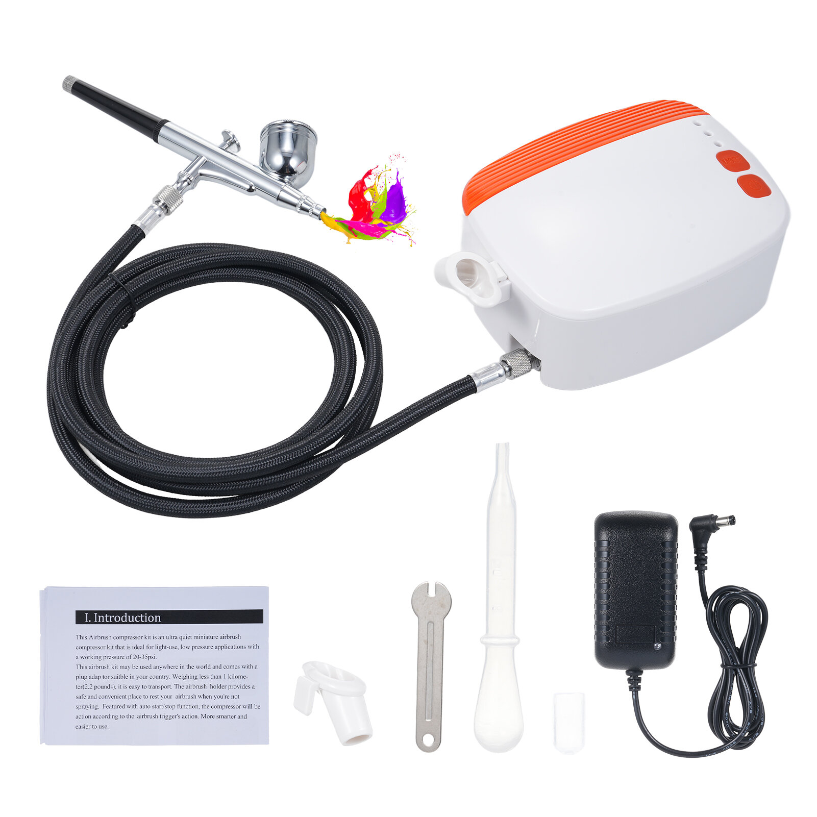 Компрессор для аэрографа с мини-пистолетом, 3 уровня регулировки, вилка EU.