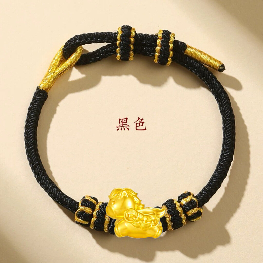 Браслет для женщин на год Коня по зодиаку 2026 года, амулет лошади, красный плетеный браслет мира, подарок для пары