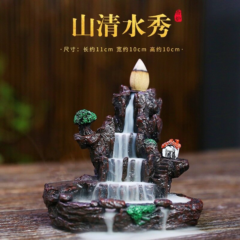 Креативный обратный ароматический горелка, горная водяная течь, облачная ароматическая горелка, ароматерапия, винтажный орнамент, керамическая смоляная ароматическая горелка, ароматические принадлежности