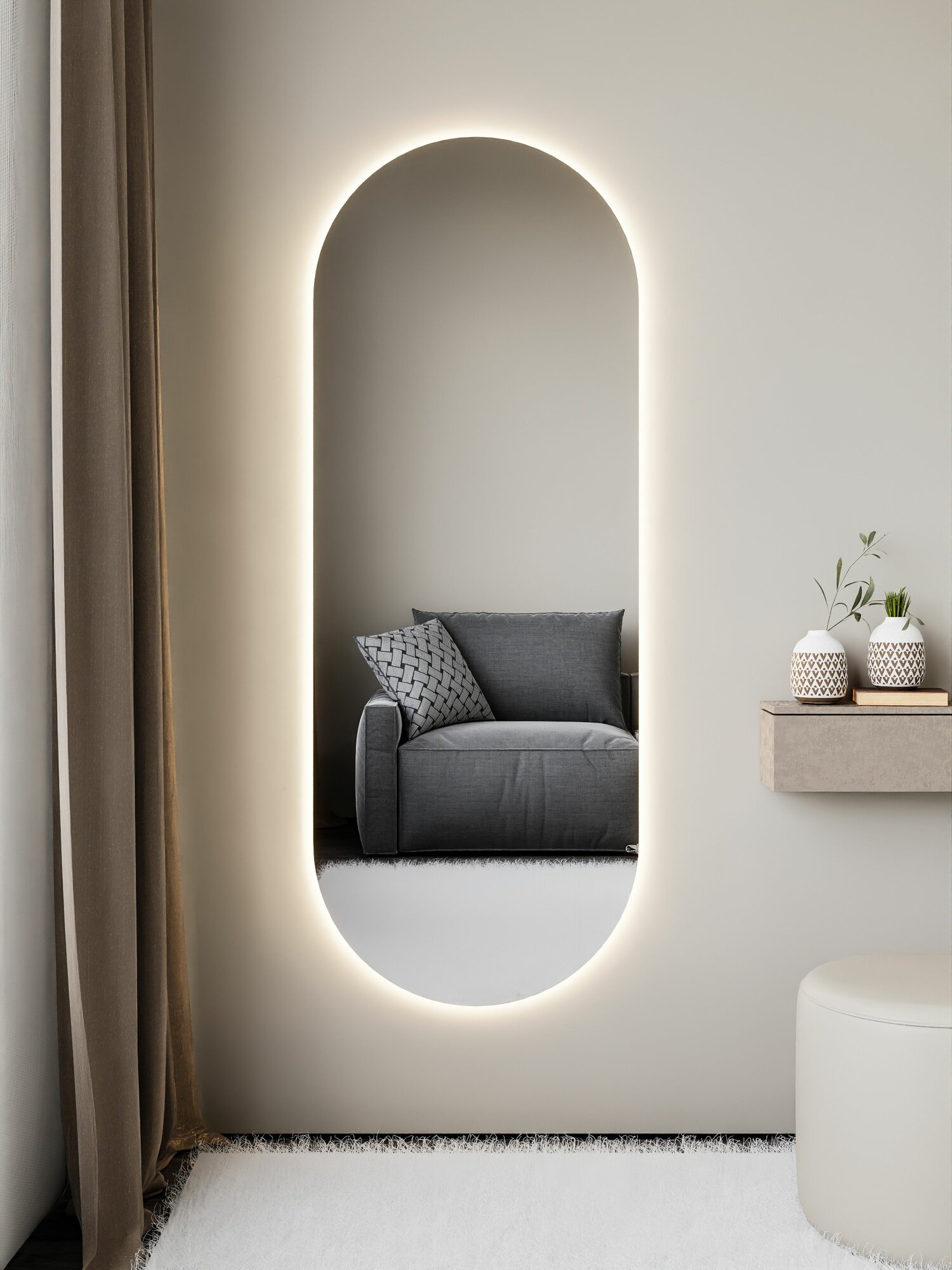 Зеркало настенное 160х60 см. BLX MIRROR М6 фигурное с подсветкой нейтральный свет 4500К