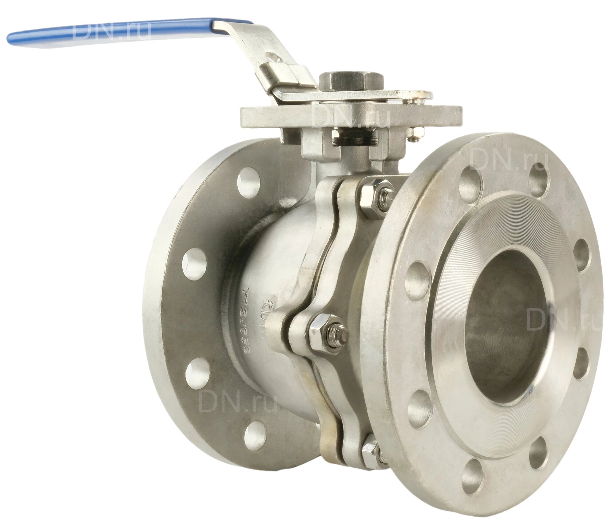 Кран шаровой DN.ru кшфп.316.200 Ду80 Ру16 полнопроходной двухходовой, нержавеющая сталь 316, фланцевый, уплотнение - PTFE, с ISO-фланцем и рукояткой, 17х17, F07/F10