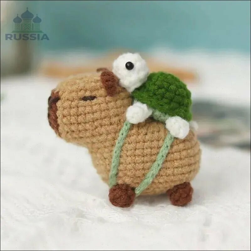 Набор для вязания игрушек амигуруми капибара для начинающих 8+ с видеоинструкцией и аксессуарами
