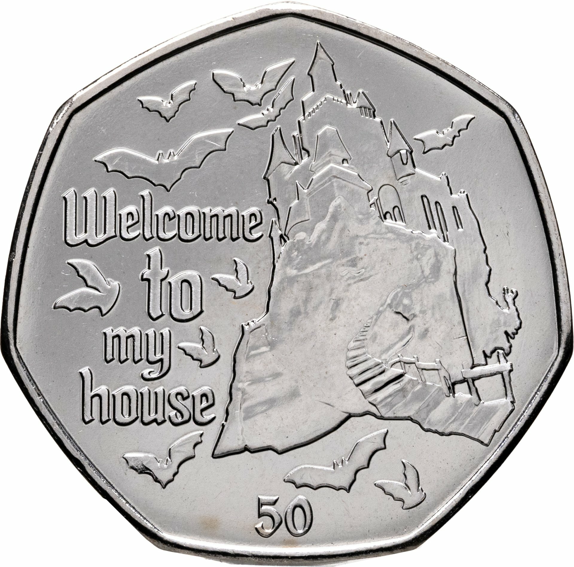 Гибралтар 50 пенсов pence 2022 "125 лет публикации Дракулы - Добро пожаловать в мой дом", Мельхиор медь-никель, в сохранности BUNC