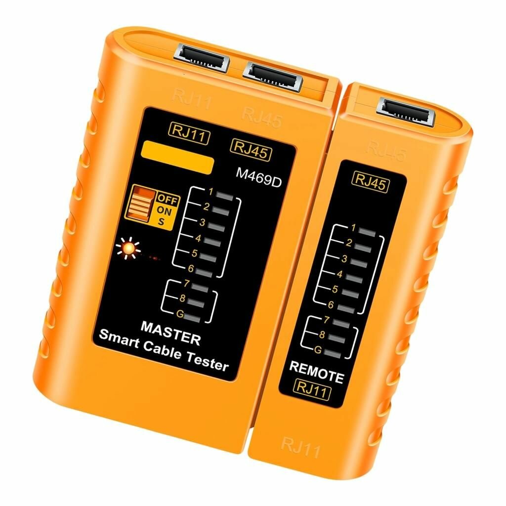 Тестер кабеля M469D RJ45 RJ11 RJ12 CAT5 UTP LAN, Оранжевый