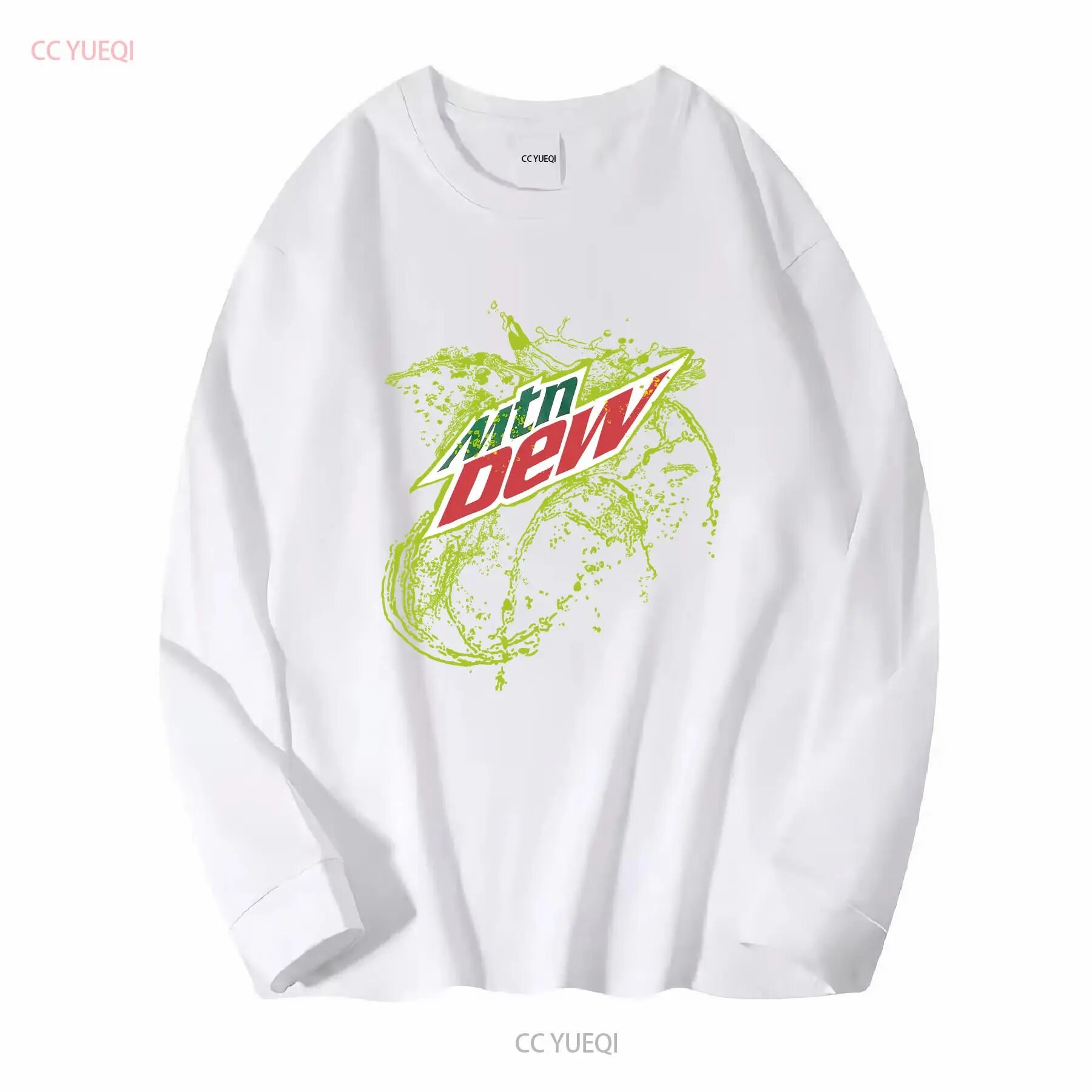 Мужская белая футболка Mountain Dew с длинным рукавом, S