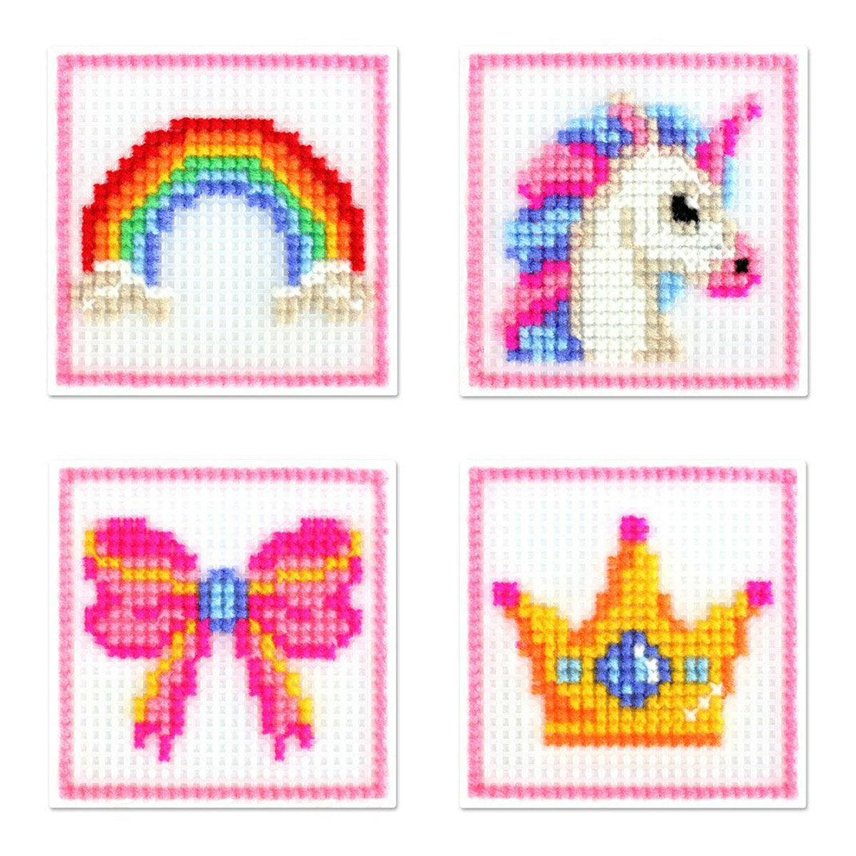 Набор для вышивания на пластиковой канве 'Набор принцессы', 10,6 х 10,6 см - 4 шт, МП Студия