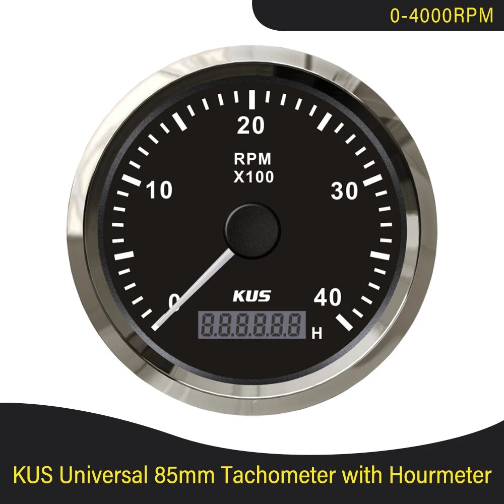 Тахометр KUS 85mm с часосчетом, 0-4000 RPM, Цвет: 4K BS