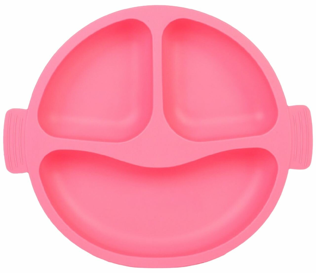 Детская секционная тарелка с удобными ручками для кормления, силиконовый столовый прибор для первого прикорма малыша, 3 секции, 22.5 х 19.5 х 3 см, цвет розовый